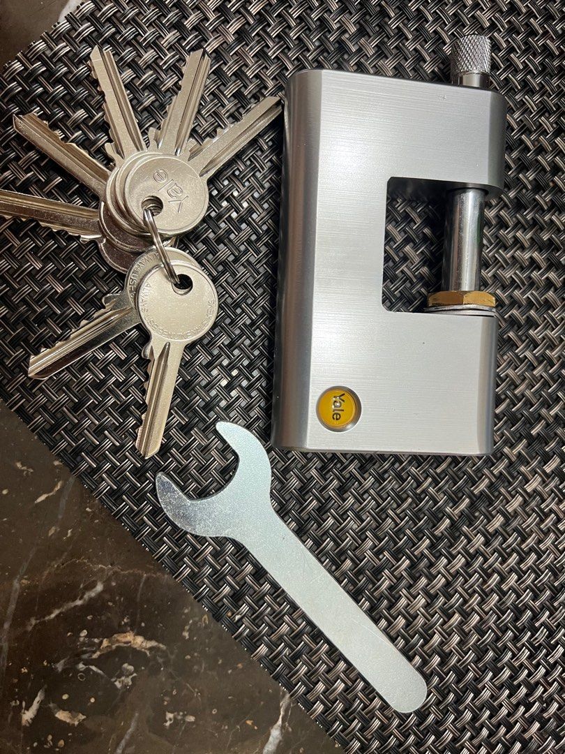Iron gate lock secured on gate without chain, Furniture & Home Living ...