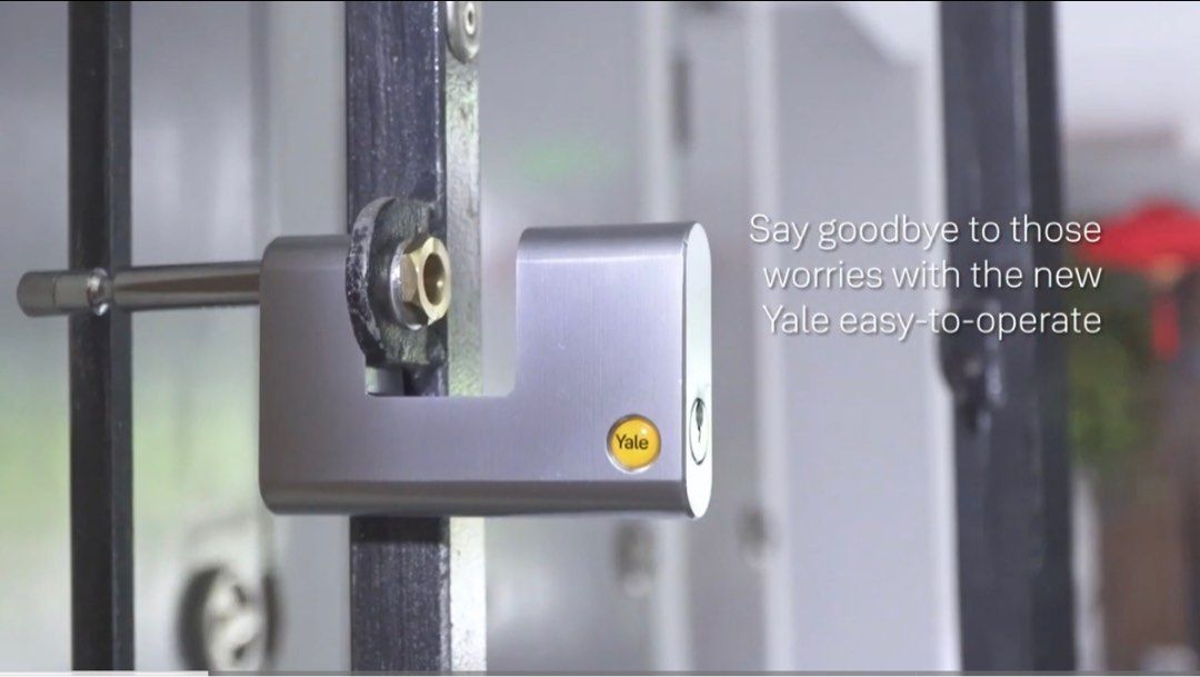 Iron gate lock secured on gate without chain, Furniture & Home Living ...