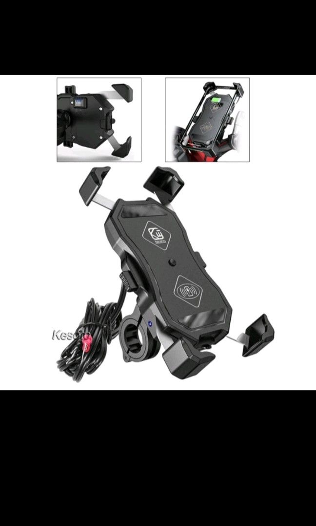 Kewig motorcycle phone holder mount with 15W wireless charging and QC 3 ...