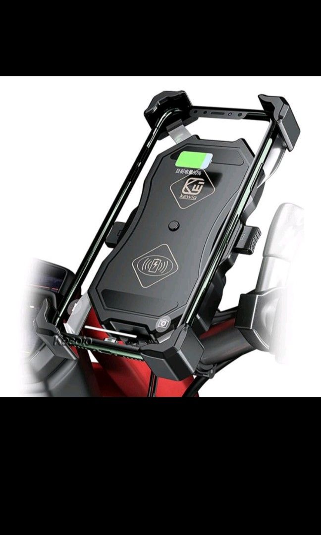 Kewig motorcycle phone holder mount with 15W wireless charging and QC 3 ...