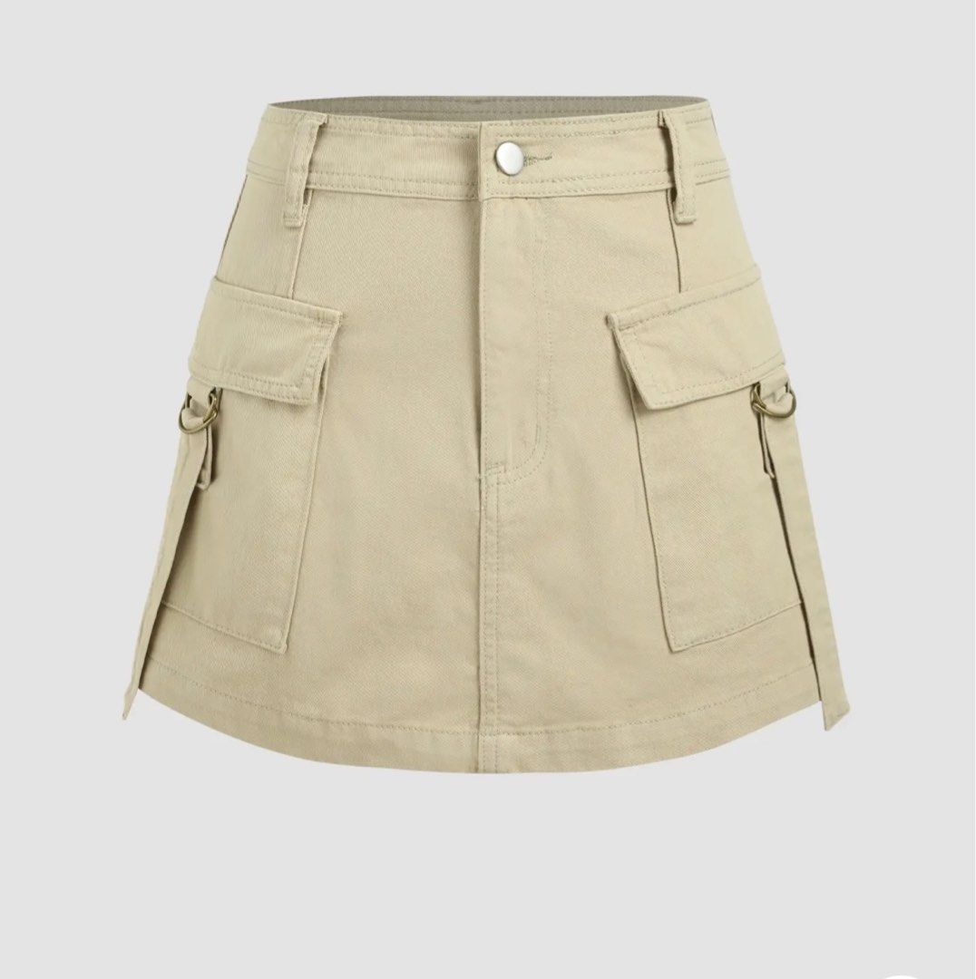 Khaki cargo mini Skirt, Women's Fashion, Bottoms, Skirts on Carousell