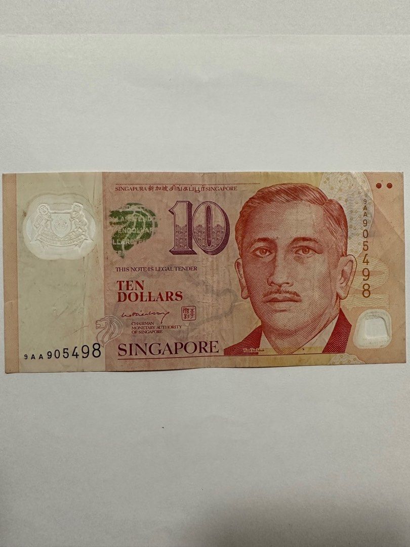 Lee Hsien Loong $10 polymer note with S/N 9AA905498, Hobbies & Toys ...