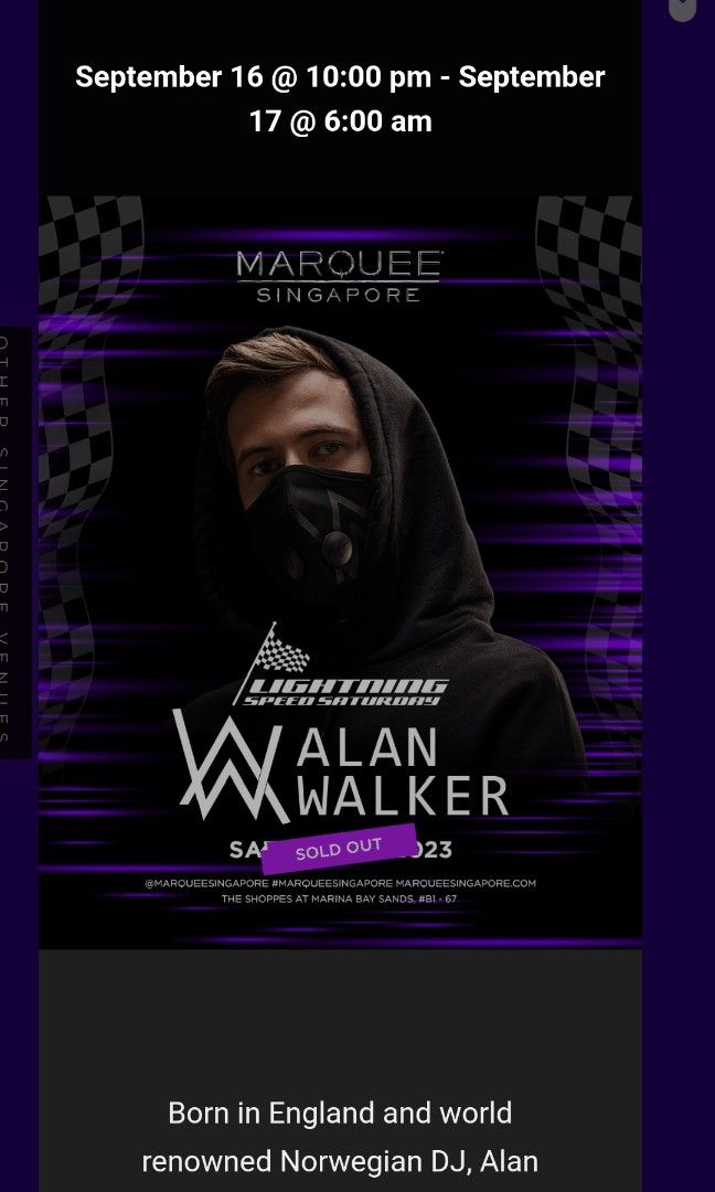 MALE ALAN WALKER TICKET MARQUEE, Tickets & Vouchers, Event Tickets on ...