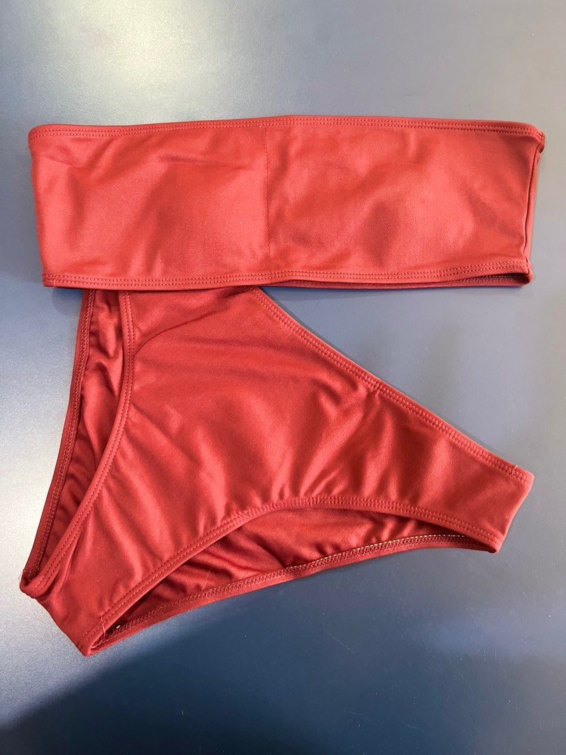 Maroon tube top Swimsuit, Women's Fashion, Swimwear, Bikinis ...