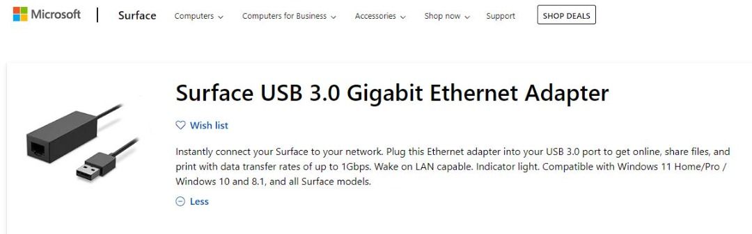 Microsoft Surface USB 3.0 Gigabit Ethernet Adapter, Model 1663, Computers & Tech, Parts ...