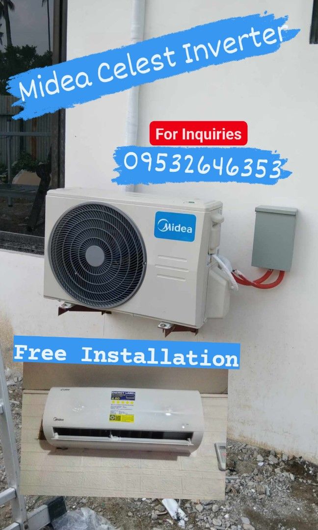 MIDEA CELEST SPLIT TYPE AIRCON BRAND NEW SEALED WITH FREE INSTALLATION ...