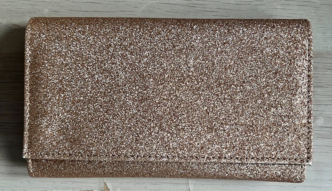 NEW Rose Gold Glitter Wallet Chain Pouch, Women's Fashion, Bags ...