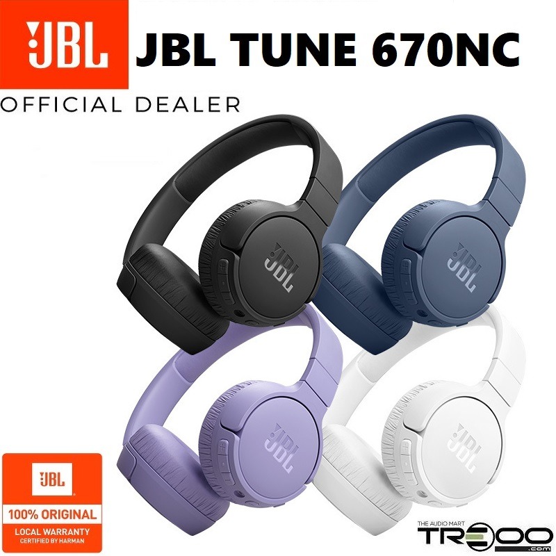 [Official] JBL Tune 670NC Wireless Bluetooth Noise-Cancelling On-Ear Headphone with Microphone ...