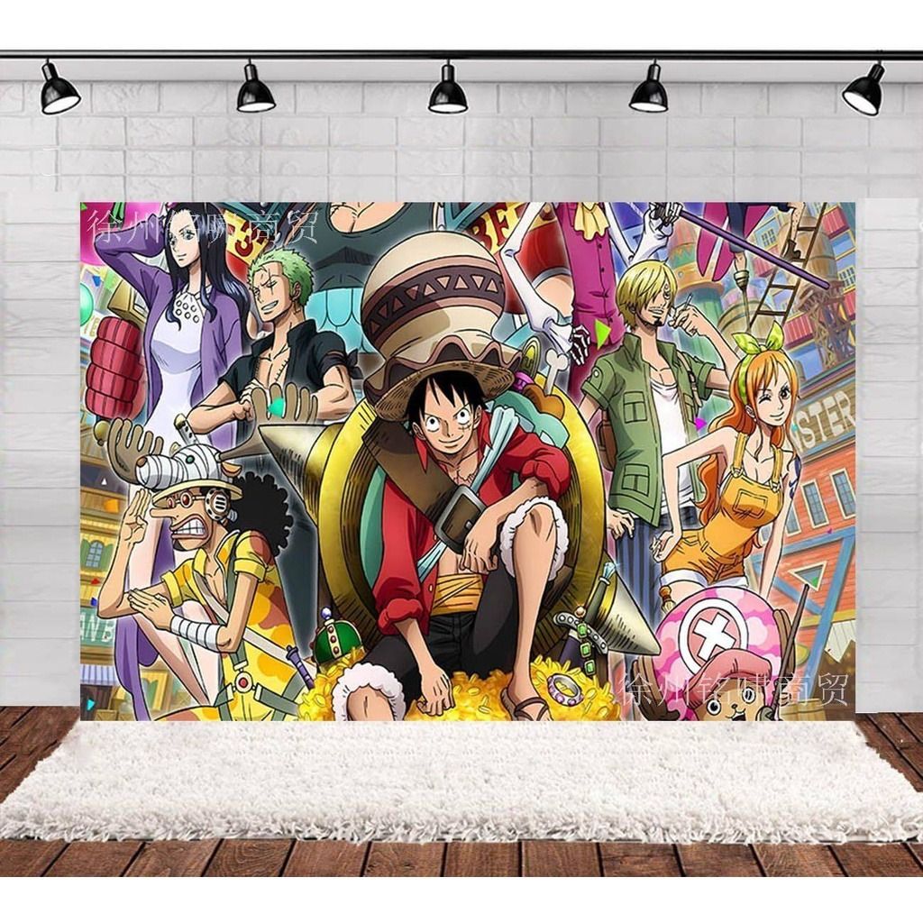 One Piece Monkey D Luffy Birthday Theme Set: HBD Banner, Hanging Swirls ...