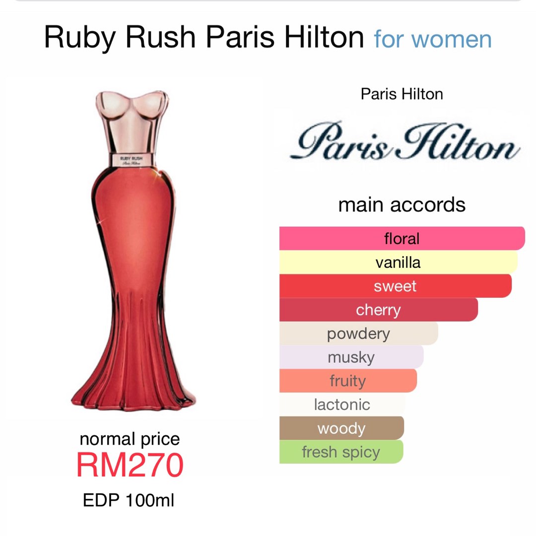 Paris Hilton Perfume Ruby Rush EDP 100ml, Beauty & Personal Care ...