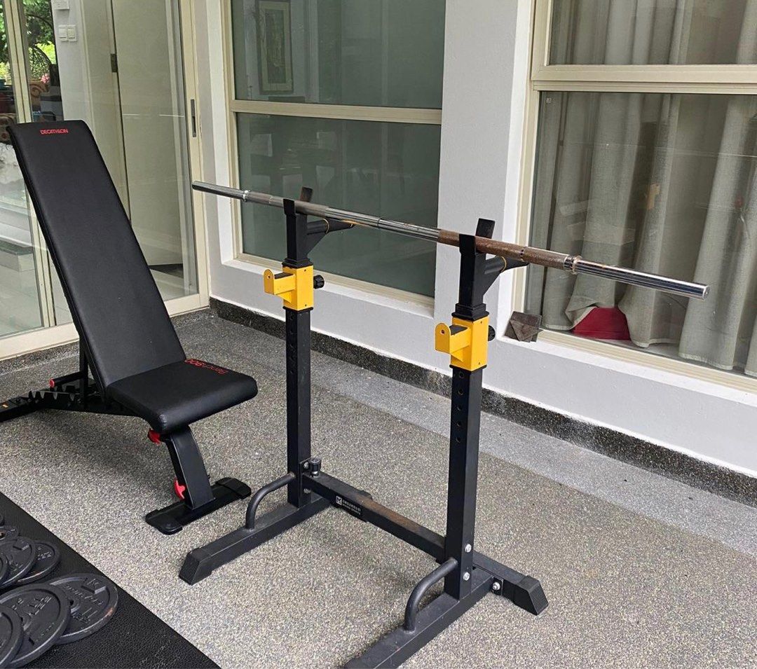 Perfect home gym - weights, bars, stand and bench, Sports Equipment ...