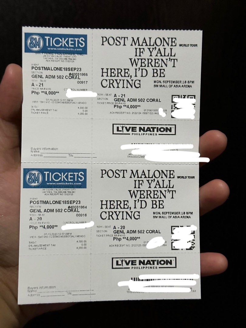 Post malone gen ad tickets, Tickets & Vouchers, Event Tickets on Carousell