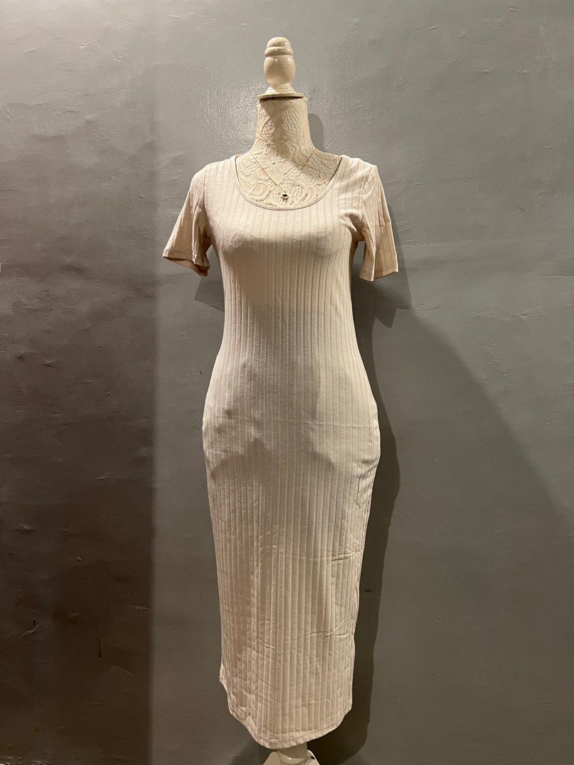 Primark Cream Bodycon Dress Small Size, Women's Fashion, Dresses & Sets ...