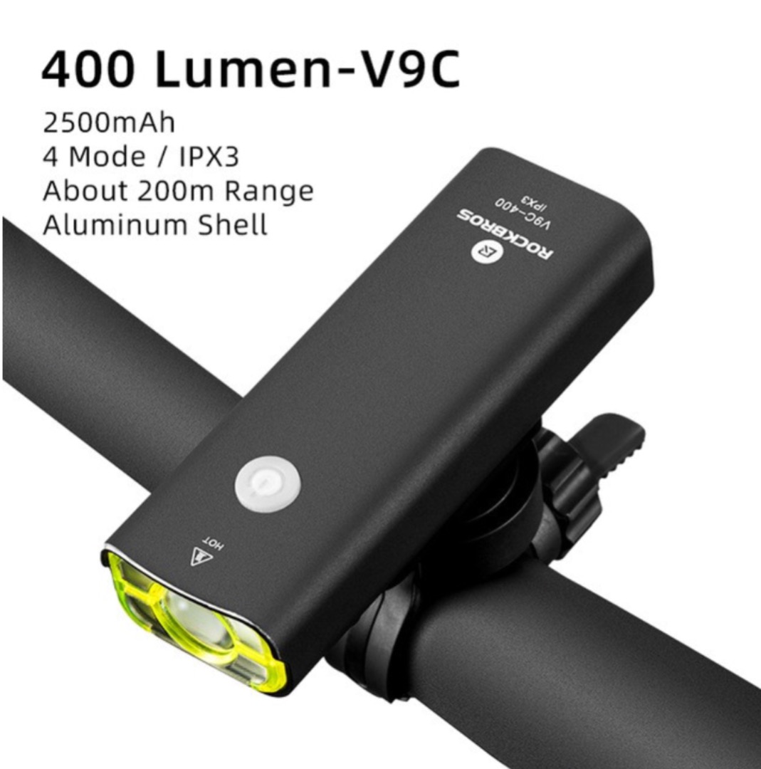 Roackbros Front Light 400 LM, Sports Equipment, Bicycles & Parts, Parts ...