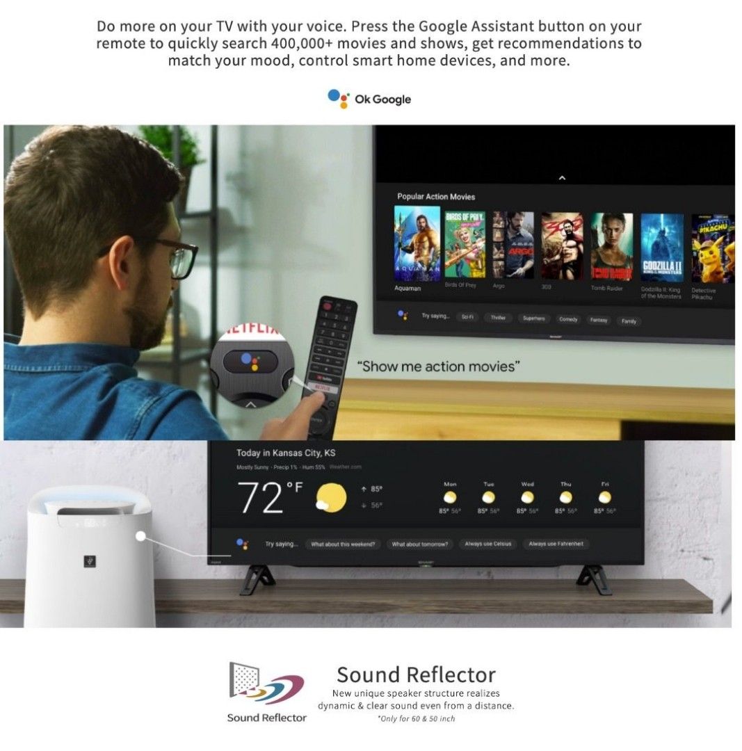 Sharp 4T-C60DK1X 60 inch 4K Android Tv, TV & Home Appliances, TV ...