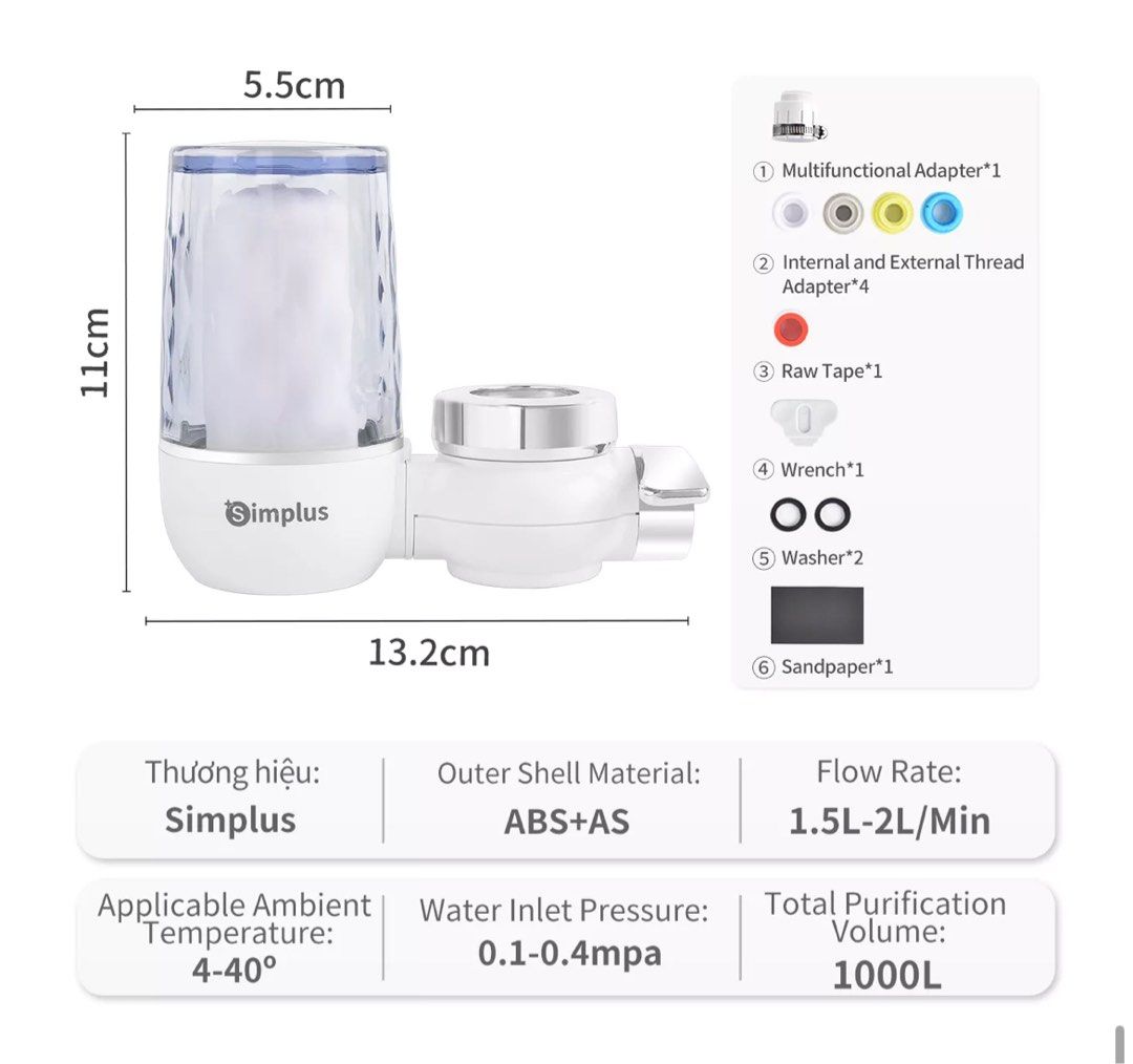 Simplus water filter purifier universal faucet, Furniture & Home Living ...