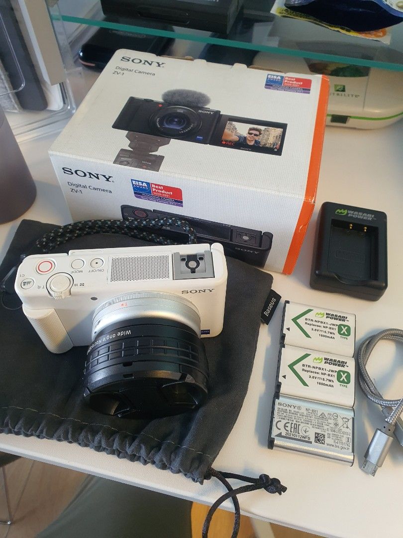 Sony ZV-1 with wide lens and extra batteries, Photography, Cameras on ...