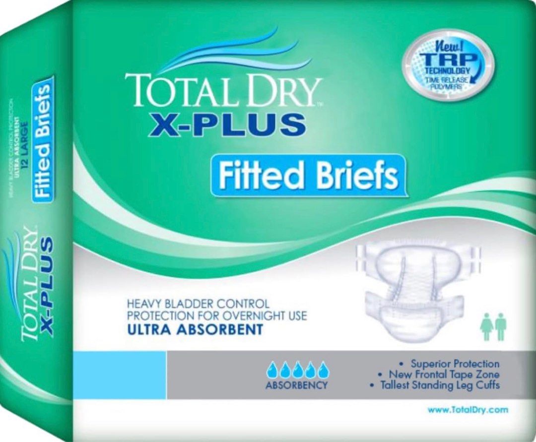 Total dry X-Plus Briefs adult diaper abdl, Health & Nutrition ...