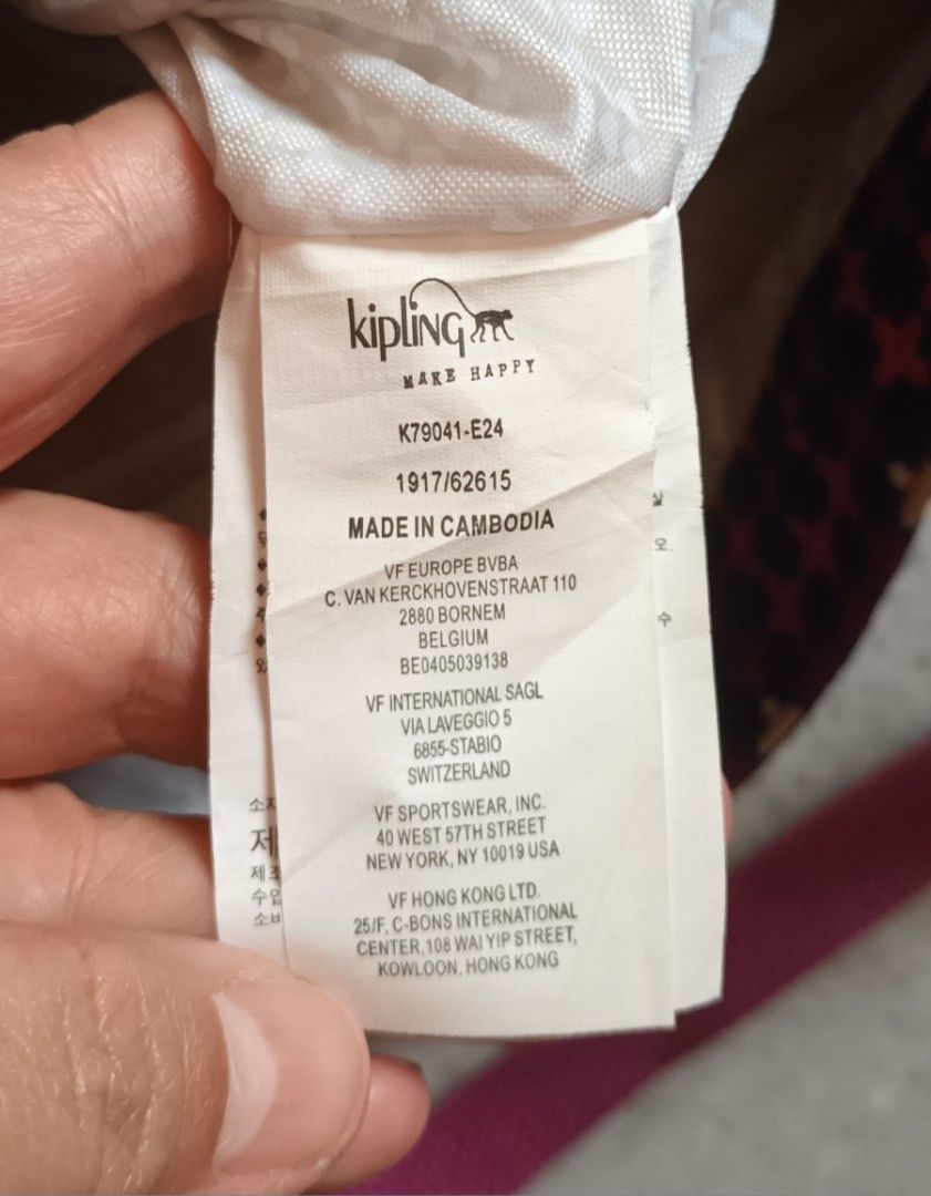 Tote Kipling Ungu Abstrak 2nd lengkap monyet like new, Fesyen Wanita ...