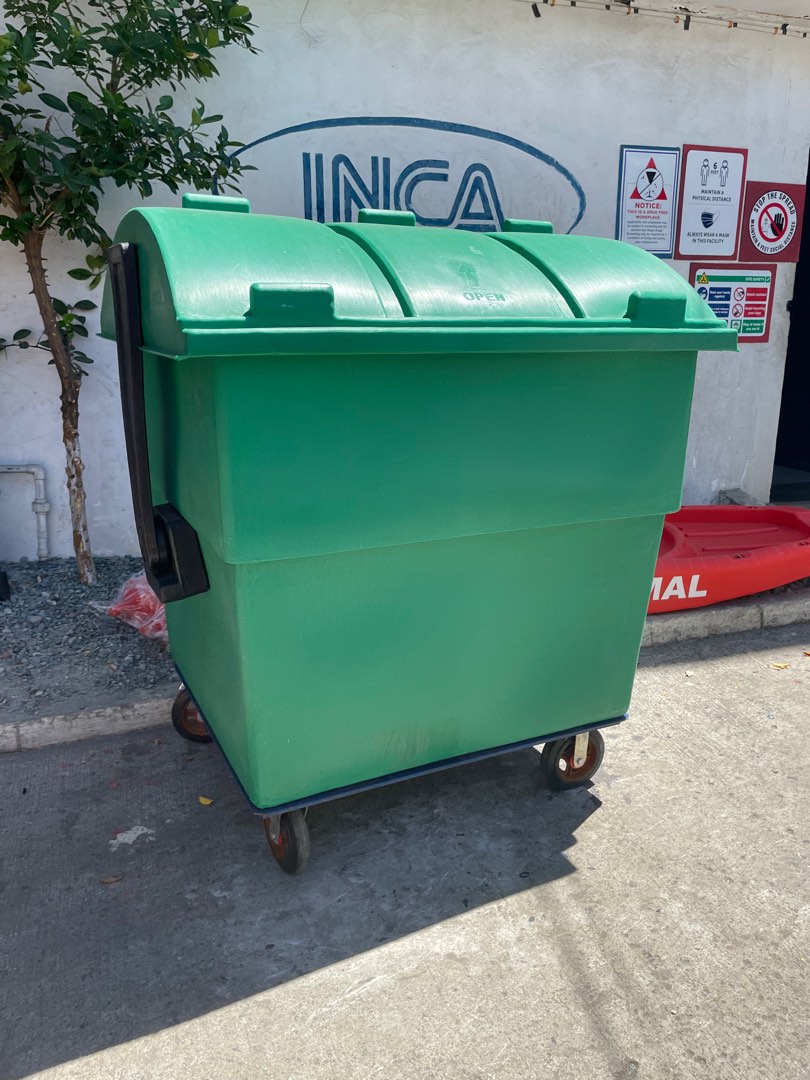 Trash Bins with Rubber Wheels, Furniture & Home Living, Outdoor ...