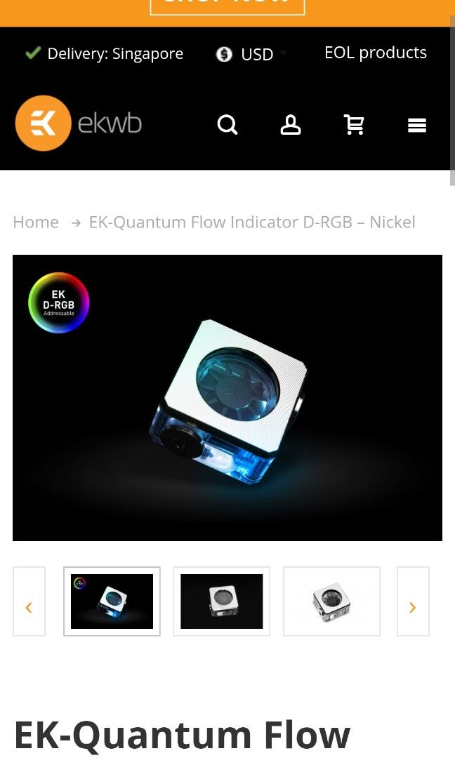Used EKWB Quantum Flow Indicator Drgb Nickle, Computers & Tech, Parts & Accessories, Other ...