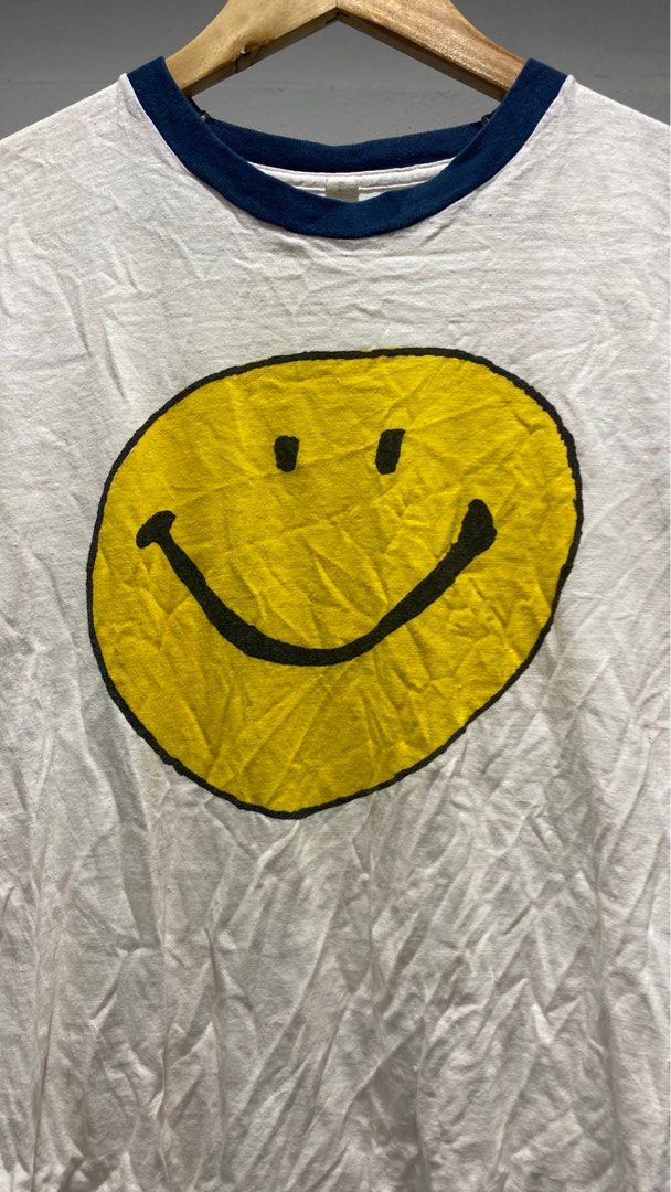 Vintage 80s Ringer Smiley Face, Men's Fashion, Tops & Sets, Tshirts ...
