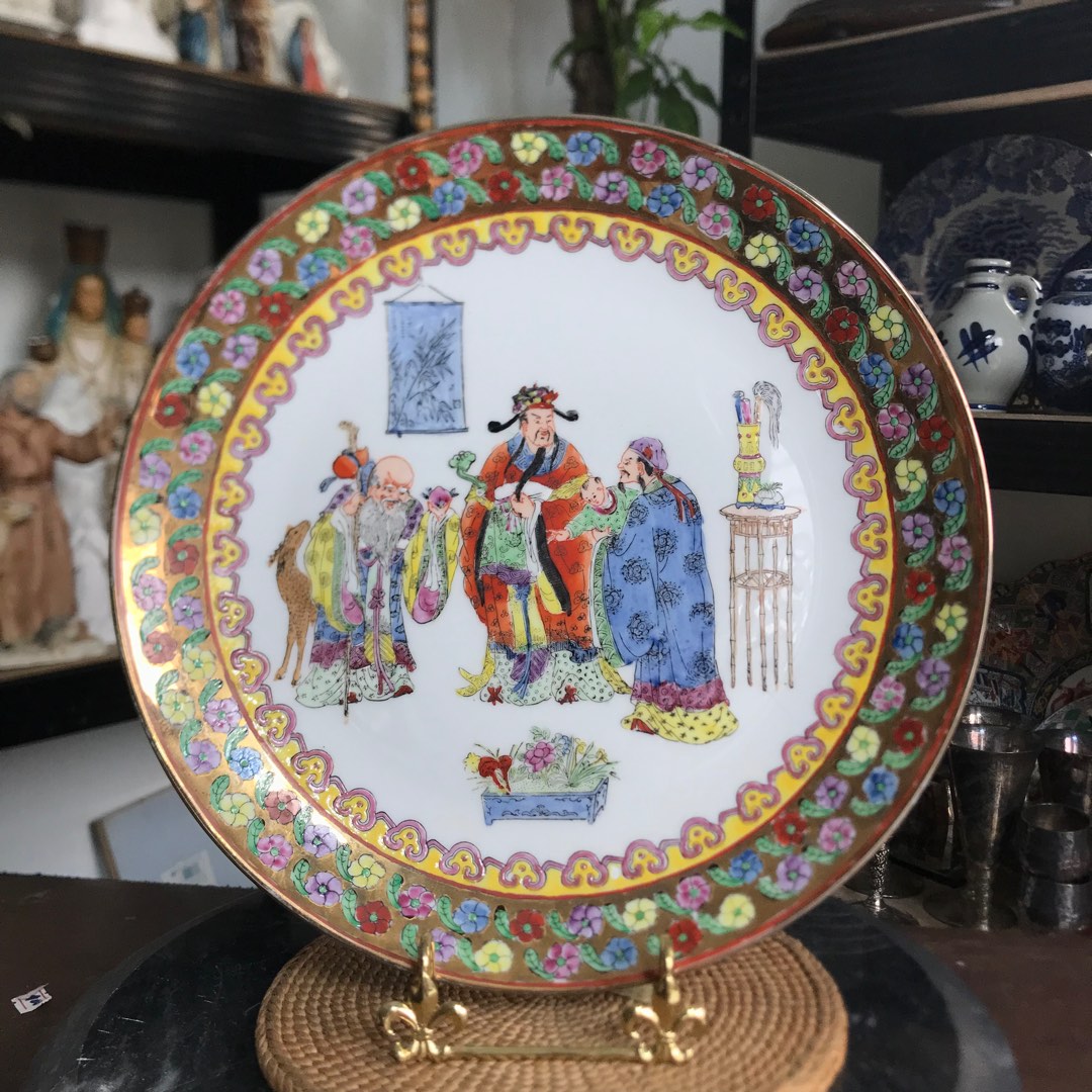 ANTIQUE 20c GILDED MINGUO PERIOD QIANLONG MARK CHINESE PORCELAIN PLATE ...