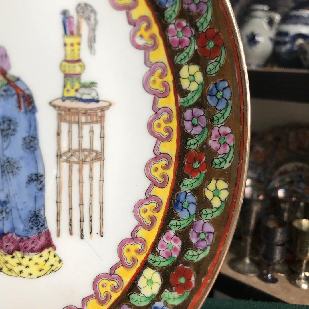ANTIQUE 20c GILDED MINGUO PERIOD QIANLONG MARK CHINESE PORCELAIN PLATE ...
