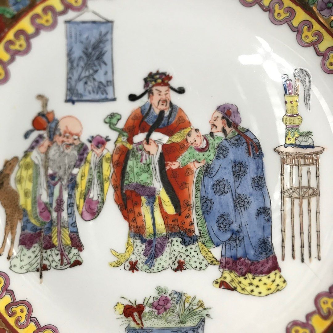 ANTIQUE 20c GILDED MINGUO PERIOD QIANLONG MARK CHINESE PORCELAIN PLATE ...