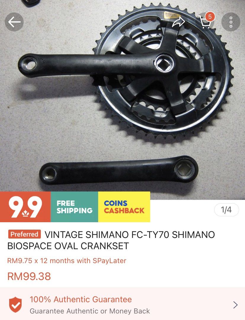 Vintage Shimano FC-TY70, Sports Equipment, Bicycles & Parts, Bicycles on Carousell
