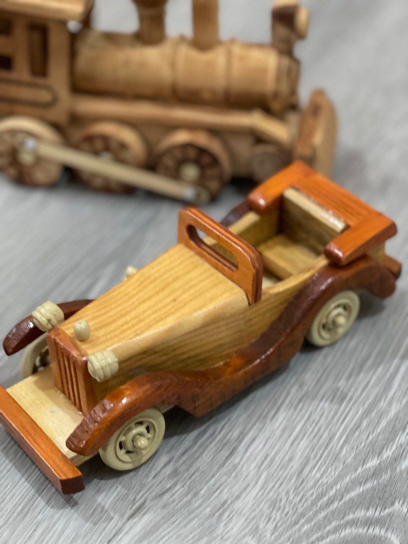 Wooden vehicle- train, backhoe & car, Hobbies & Toys, Toys & Games on ...