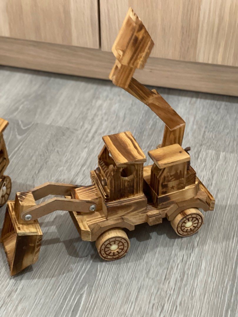 Wooden vehicle- train, backhoe & car, Hobbies & Toys, Toys & Games on ...