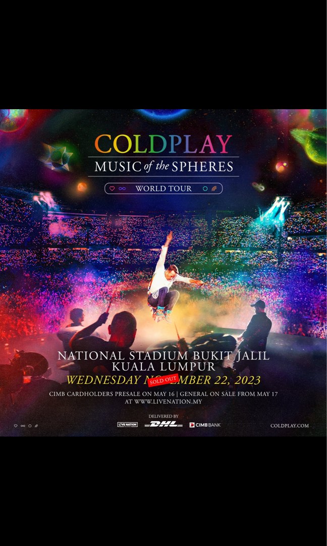1x COLDPLAY KL CAT 4 MUSIC OF THE SPHERE TOUR, Tickets & Vouchers ...