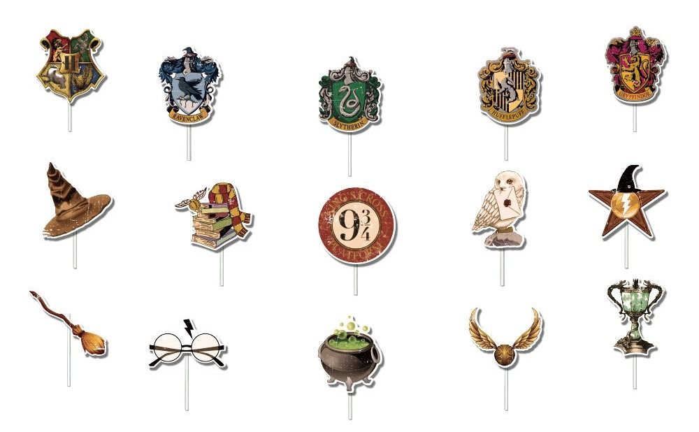 7 Types of Harry Potter Themed Cardboard Cup Cake Toppers / Food Picks ...