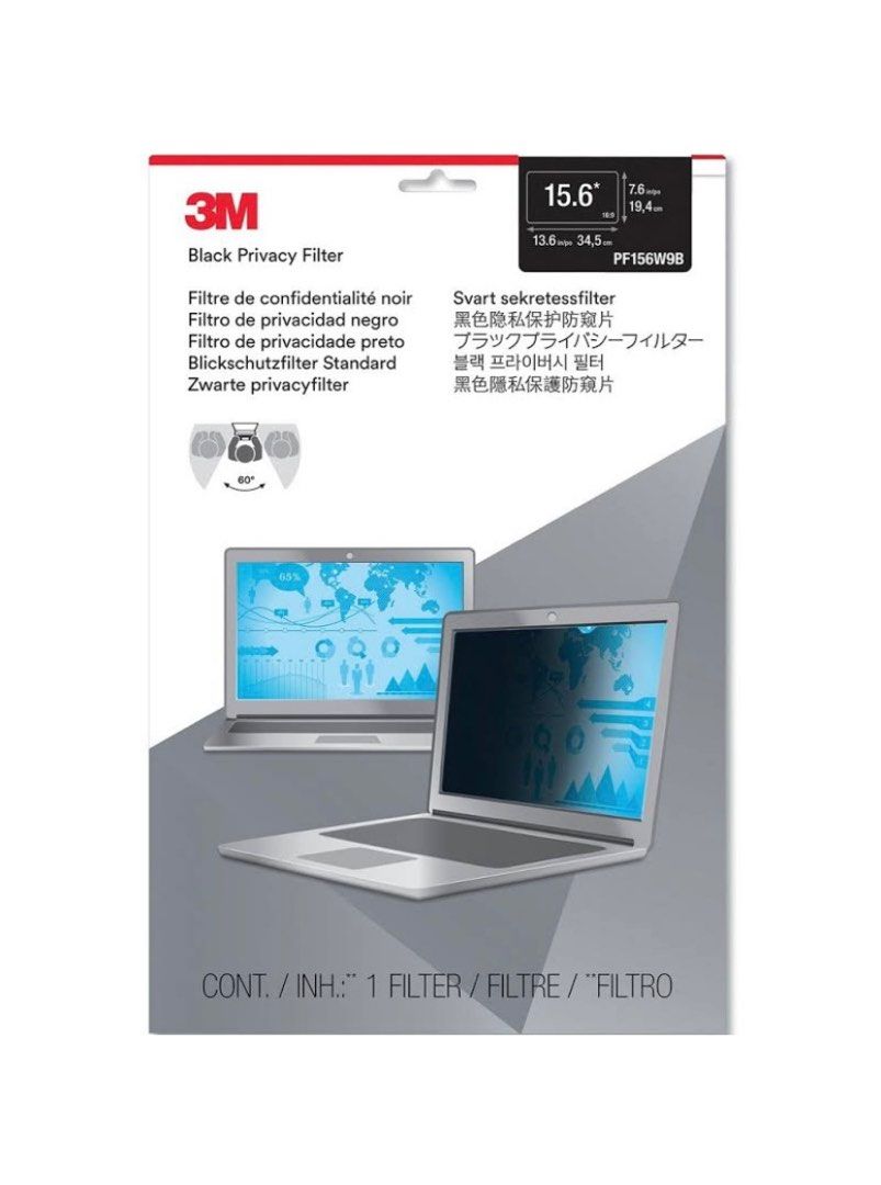 3M Black Privacy Filter for 14.0” Widescreen Laptop Notebook, Computers ...