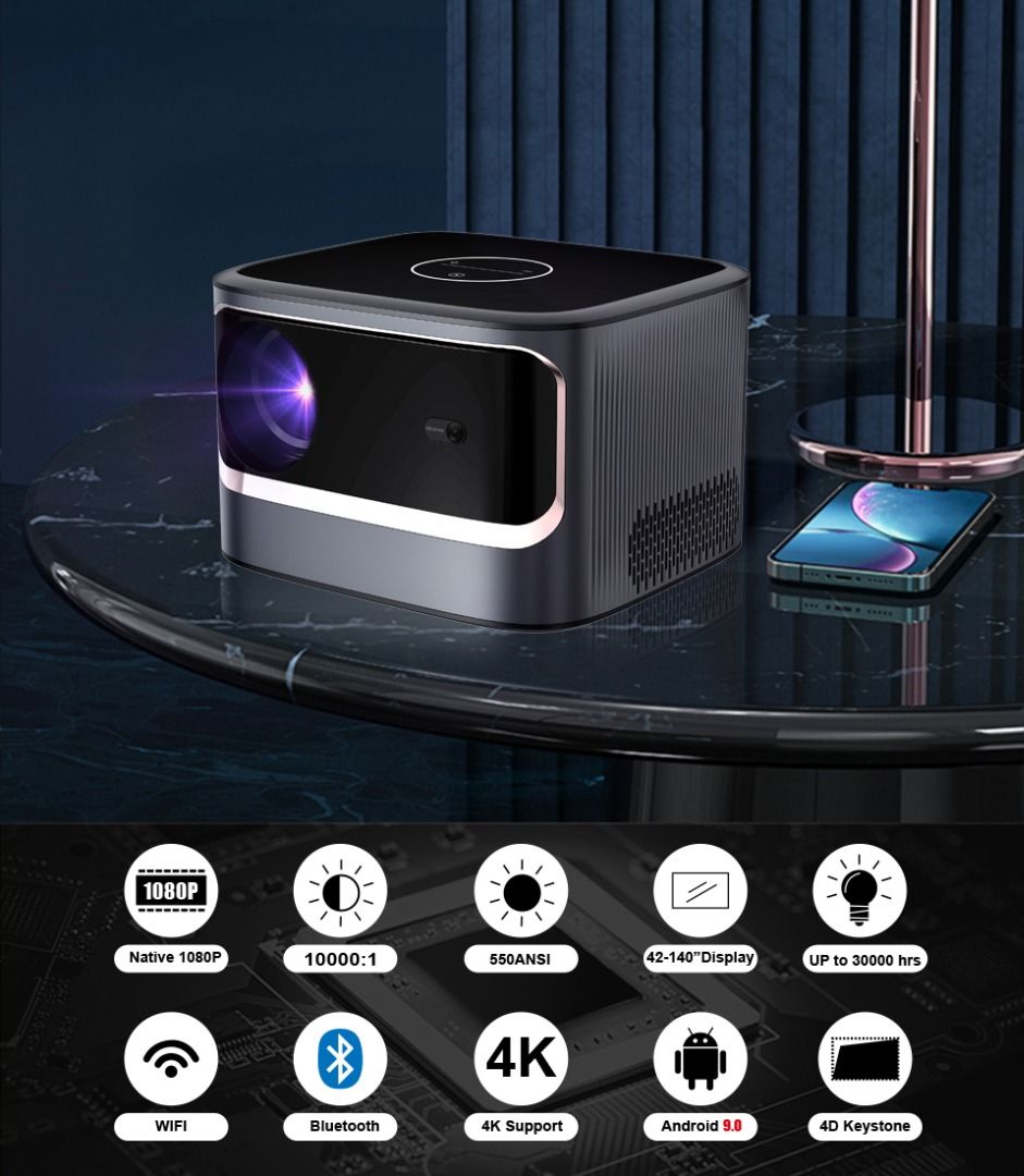 4K Smart Android Projector | Beamo Lumos 6000 Lumens Ultra Bright, TV ...