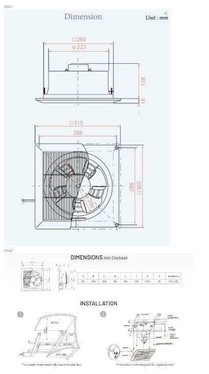 KDK Ceiling Mount Ventilating Fan 20cm 20CQT1 / 20TGQF, Furniture ...