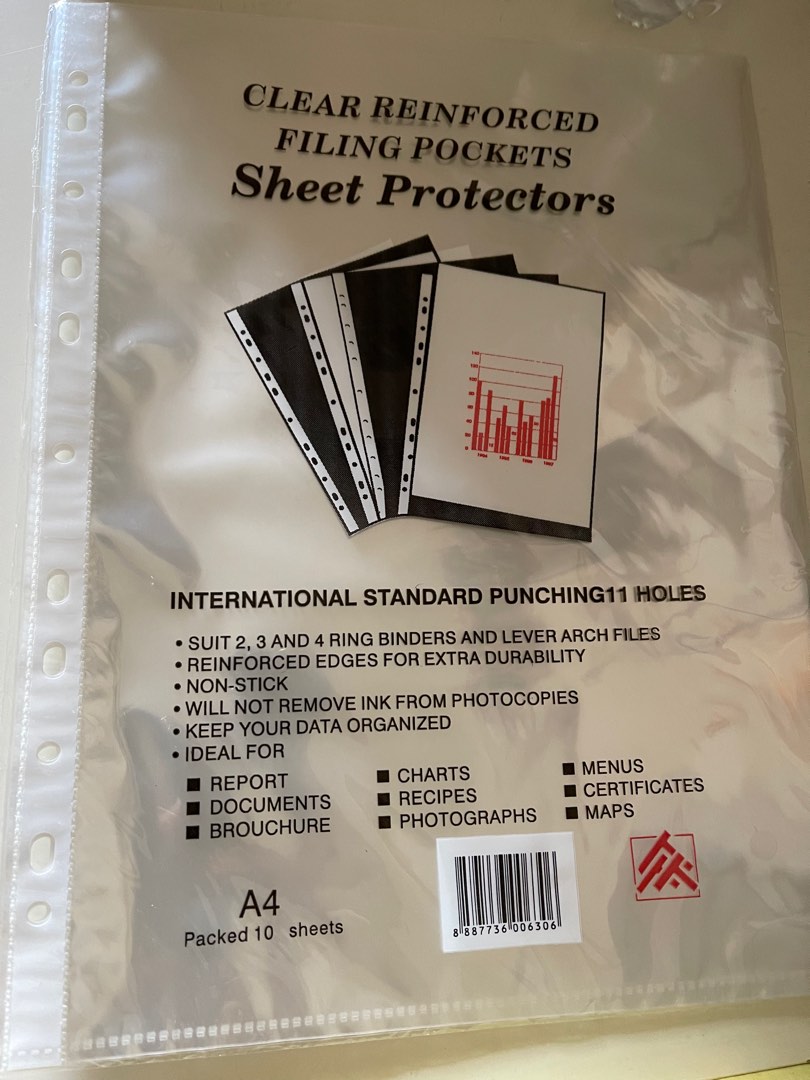A4 Sheet Protectors, Hobbies & Toys, Stationery & Craft, Stationery ...
