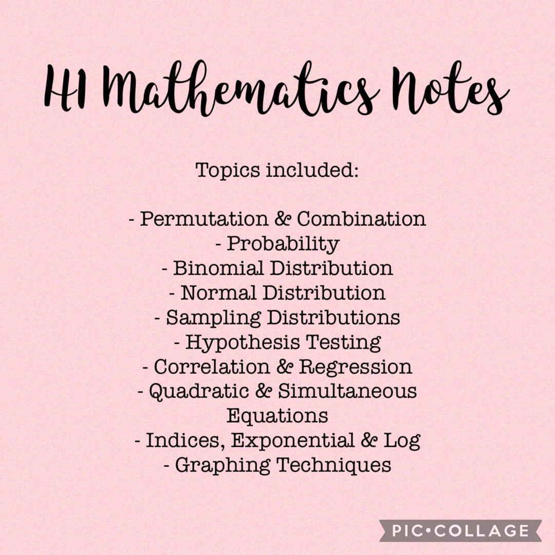 [A Level] H1 Mathematics Notes (handwritten), Everything Else on Carousell