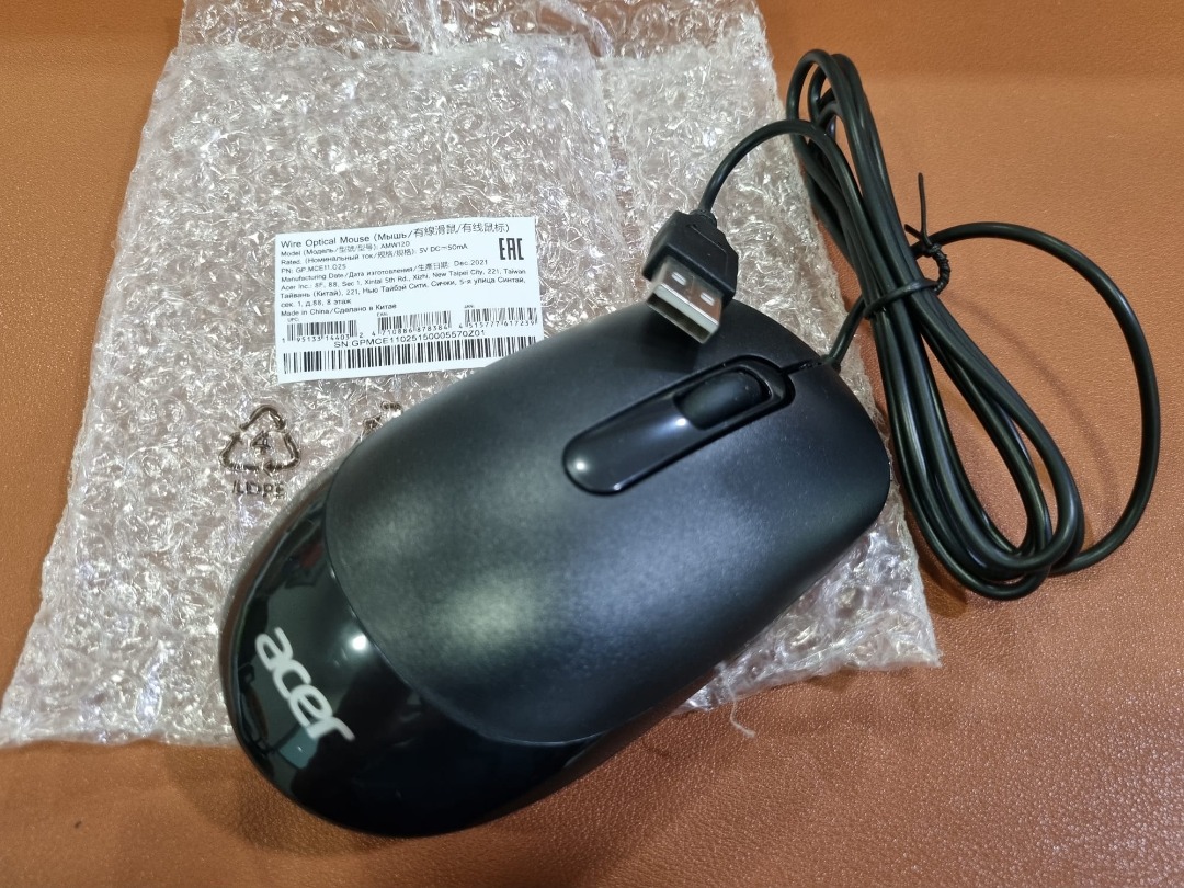 ACER Black Wired Optical Mouse AMW120, Computers & Tech, Parts ...