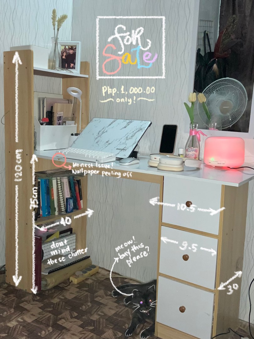 Aesthetic Study Table Minimalist, Furniture & Home Living, Furniture ...