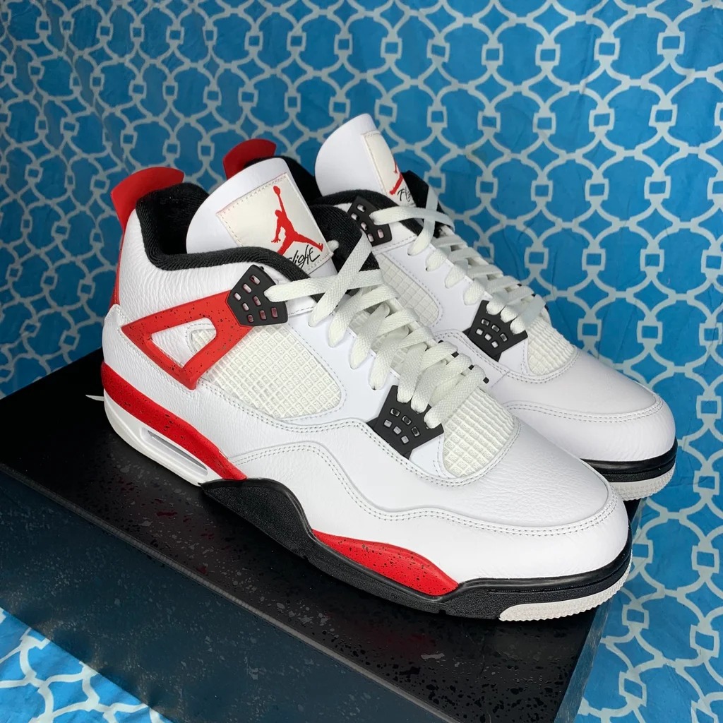 Air Jordan 4 red cement retro og Fire military sneakers new, Men's ...
