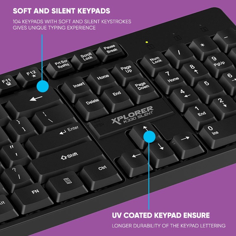 Alcatroz Xplorer K330 Silent Hi-Definition USB Wired Keyboard ...