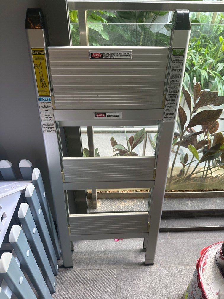 Aluminum Compact Slim Fold Step Stool, Furniture & Home Living, Home ...