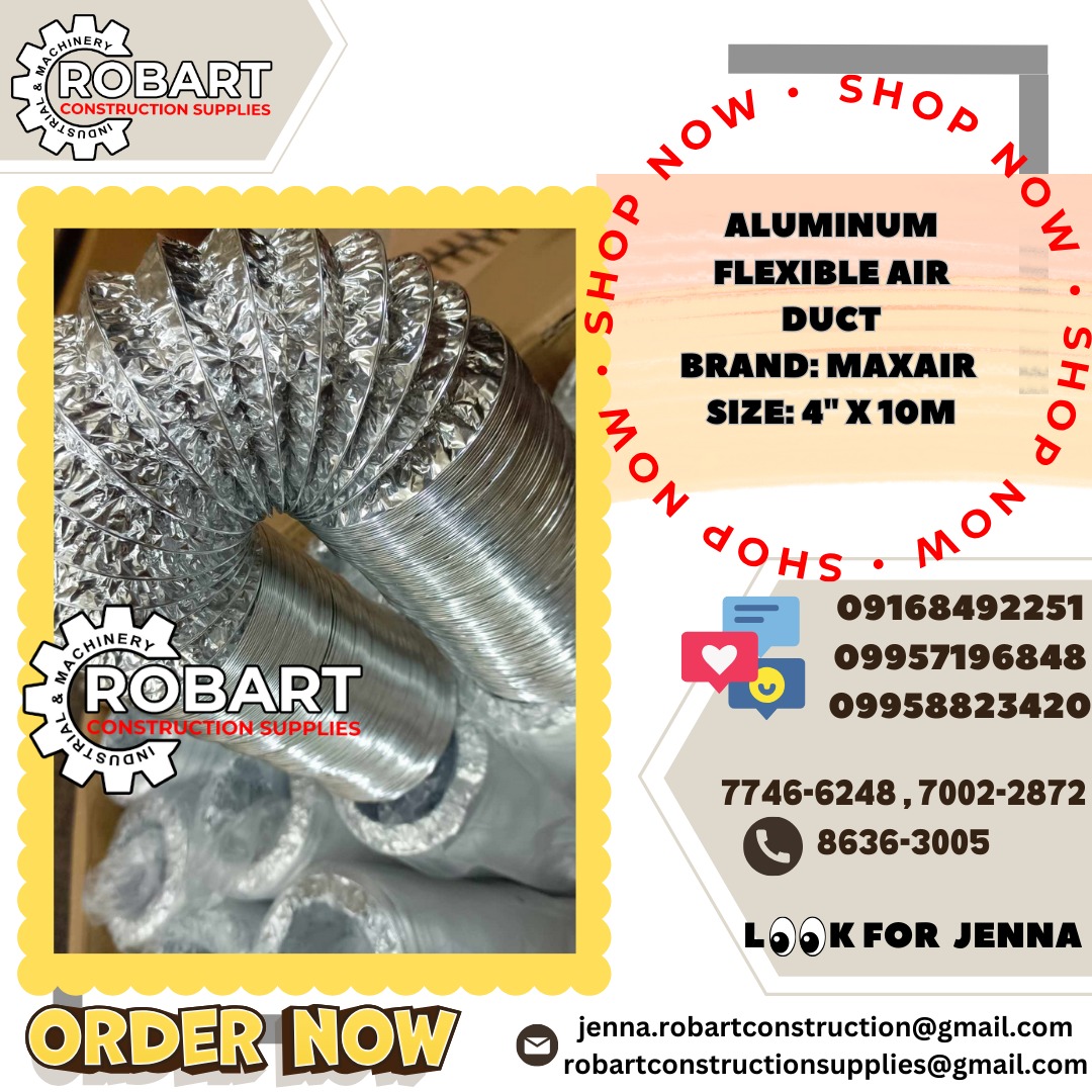 Aluminum Flexible Air Duct Brand: MaxAir Size: 4" x 10m, Commercial ...