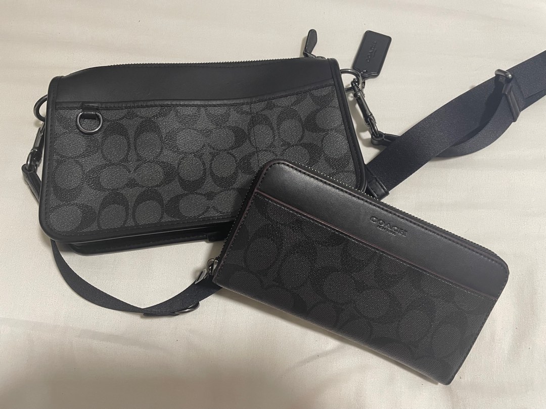 Authentic Coach men crossbody bag and long wallet, Luxury, Bags ...