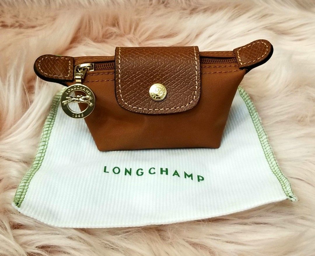 Authentic Longchamp Mini Le Pliage Coin Purse in Cognac GHW, Women's ...