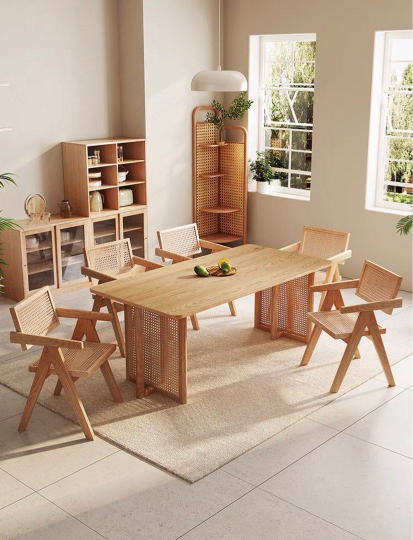 BEO Modern Japandi Solid Wood Dining Table, Furniture & Home Living ...