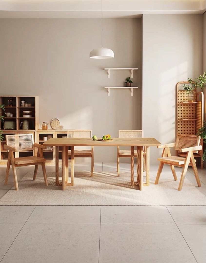 BEO Modern Japandi Solid Wood Dining Table, Furniture & Home Living ...