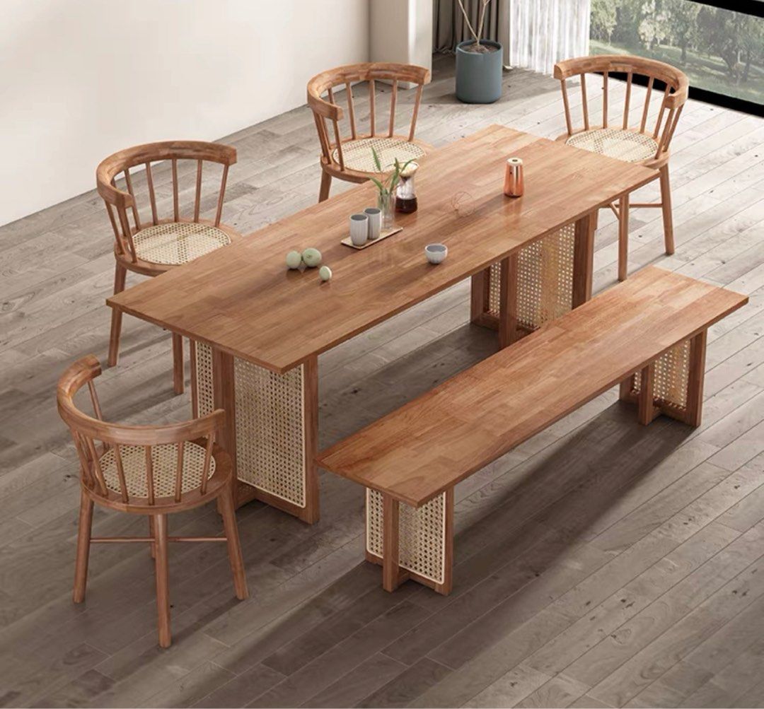 BEO Modern Japandi Solid Wood Dining Table, Furniture & Home Living ...